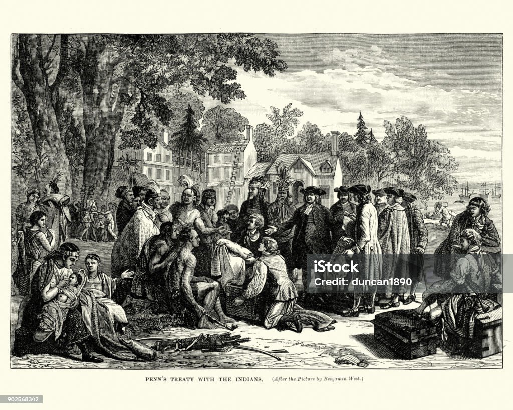 William Penns Treaty With The Native Americans Stock Illustration ... William Penns Treaty With The Native Americans Stock Illustration ...