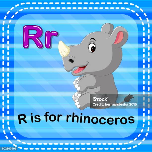 Rhino입니다 Flashcard 편지 R 0명에 대한 스톡 벡터 아트 및 기타 이미지 0명 교육 귀여운 Istock