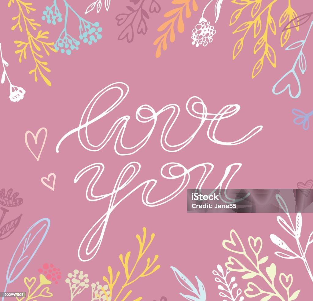 Happy Valentines Day Hand Drawn Doodle Lettering Stock Illustration