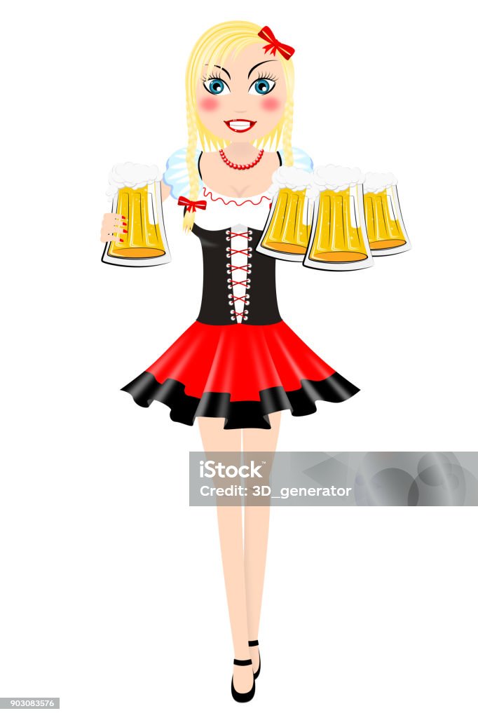 Vetores De Garçonete De Oktoberfest Com Ilustração De Cerveja E Mais