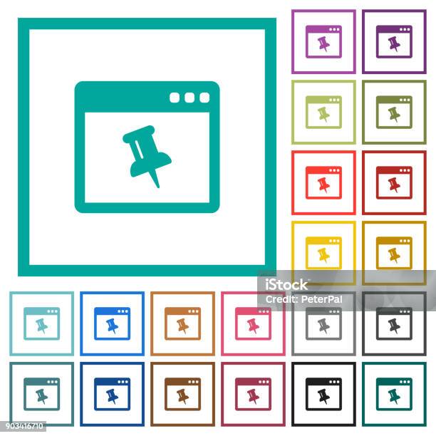 Aplikasi Sematkan Ikon Warna Datar Dengan Bingkai Kuadran Ilustrasi