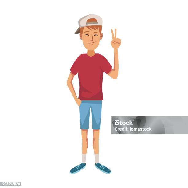Young Guy Standing Waving Hand Cheerful Cartoon Stock Illustration ... Young Guy Standing Waving Hand Cheerful Cartoon Stock Illustration ...