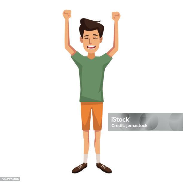 Young Guy Standing Waving Hand Cheerful Cartoon Stock Illustration ... Young Guy Standing Waving Hand Cheerful Cartoon Stock Illustration ...
