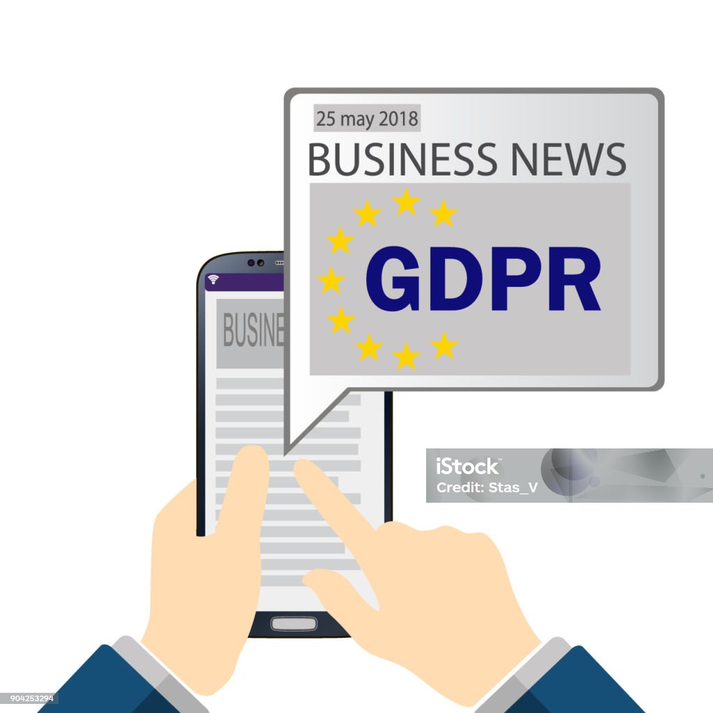 Gdpr 2018 년 5 월 25 일 메시지 온라인 휴대 전화에 이메일을 받았습니다 온라인 비즈니스 메시지입니다 Gdpr 벡터