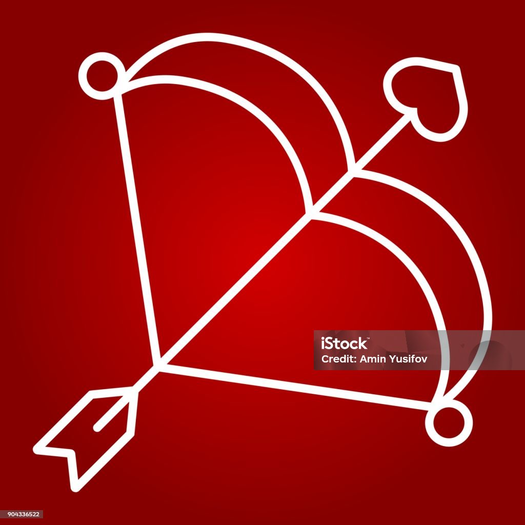 Ilustración De Arco De Cupido Con Flecha Línea Icono Día De San Valentín Y Románticas Amor