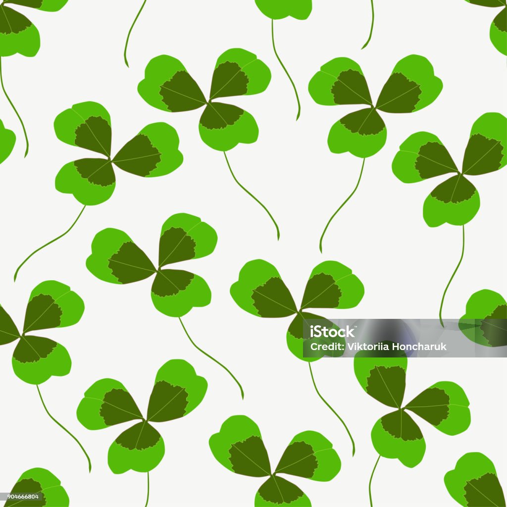 Green Clover Seamless Pattern On A White Background Stock Illustration