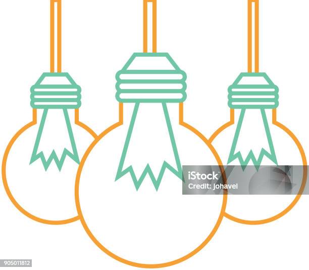 3 전구 조명 매달려 에너지 아이콘 Incandescent Bulb에 대한 스톡 벡터 아트 및 기타 이미지