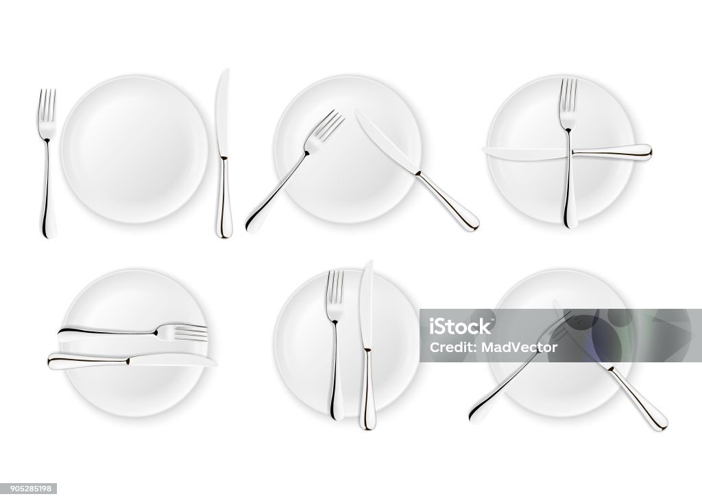 Ilustración De Cubiertos Realista Y Signos De Etiqueta De Mesa Iconos