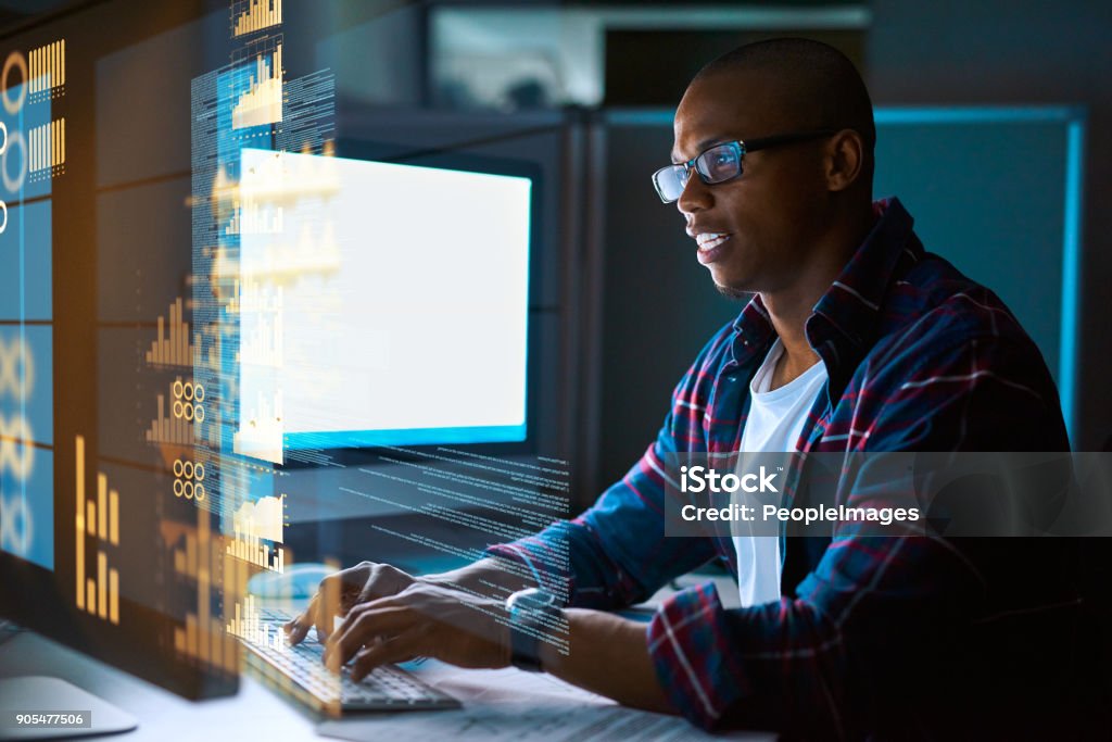 Encoding In Progress Stock Photo - Download Image Now - Looking, Men ... Encoding In Progress Stock Photo - Download Image Now - Looking, Men ...