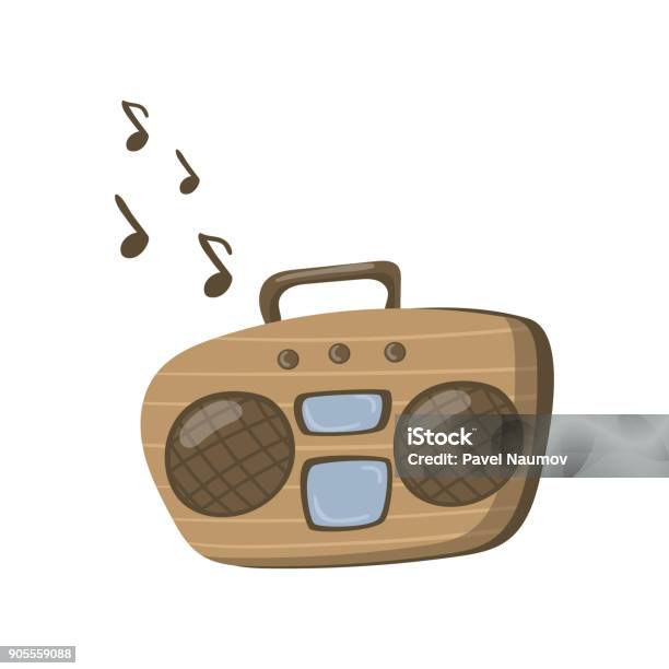 Boombox Atau Radio Tape Player Kartun Vektor Ilustrasi Ilustrasi Stok
