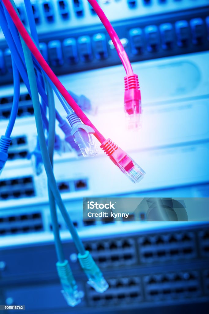 Information Technology Computer Network Telecommunication Ethernet Cables Connected To Switch