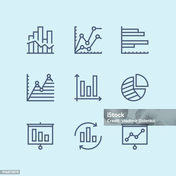 Outline Data Analysis Chart Diagram Vector Simple Icons For Web And Mobile Design Pack 2 Stock
