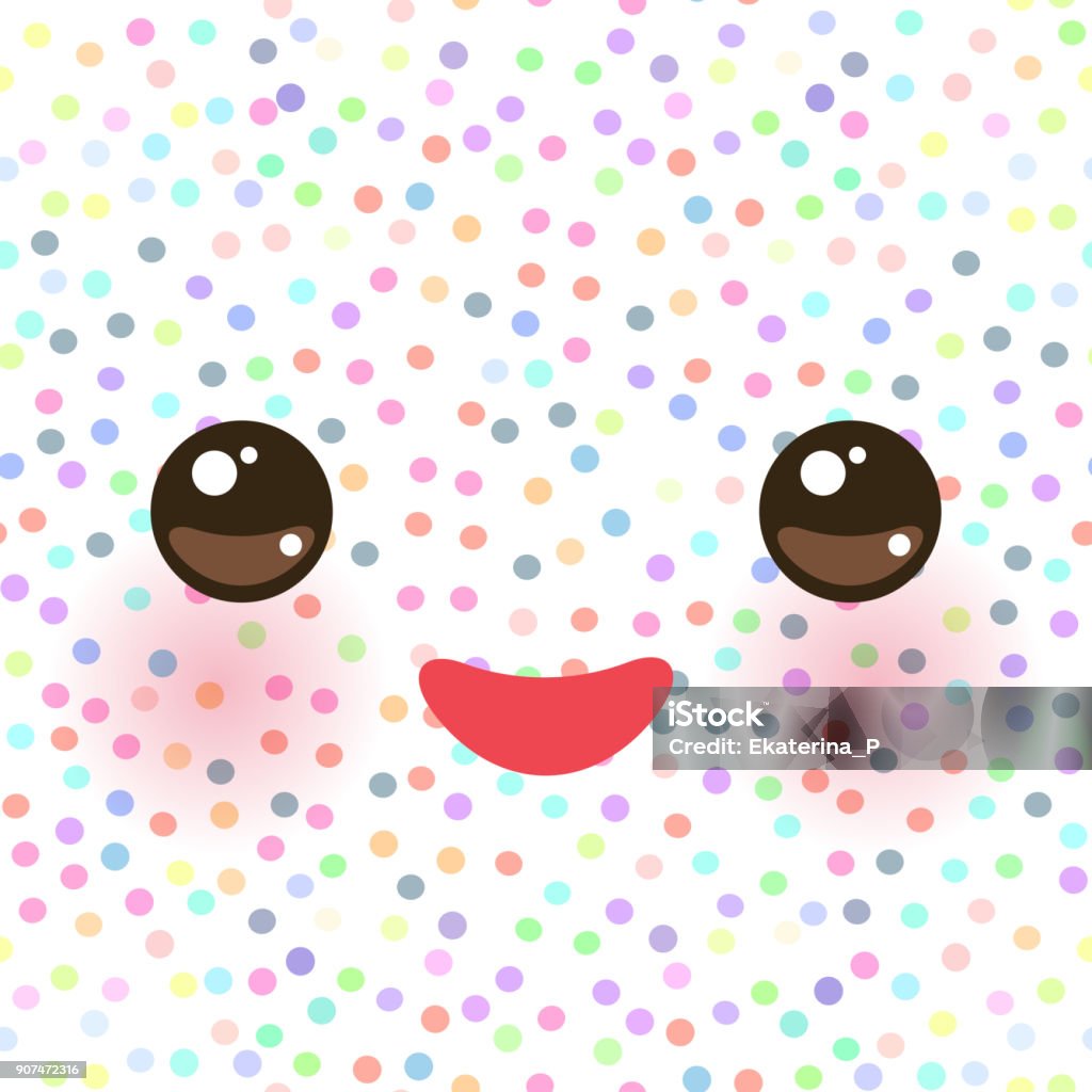 Kawaii Moncong Lucu Dengan Pipi Merah Muda Dan Mata Pada Latar Belakang