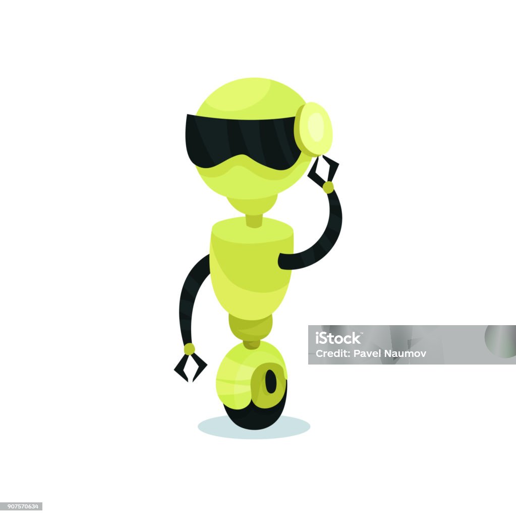 Ilustración De Lindo Y Amable Robot En Rueda Inteligencia Artificial