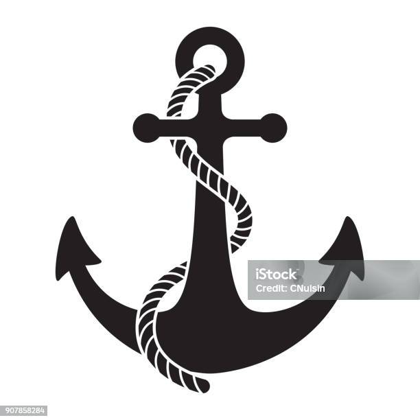 Vecteur Dancrage Nautique Icône Logo Maritime Mer Océan Bateau