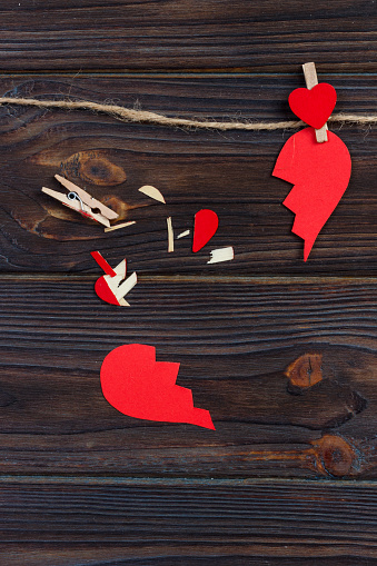 Broken Heart Breakup Collection And Divorce Icon Red Paper Shaped As A
