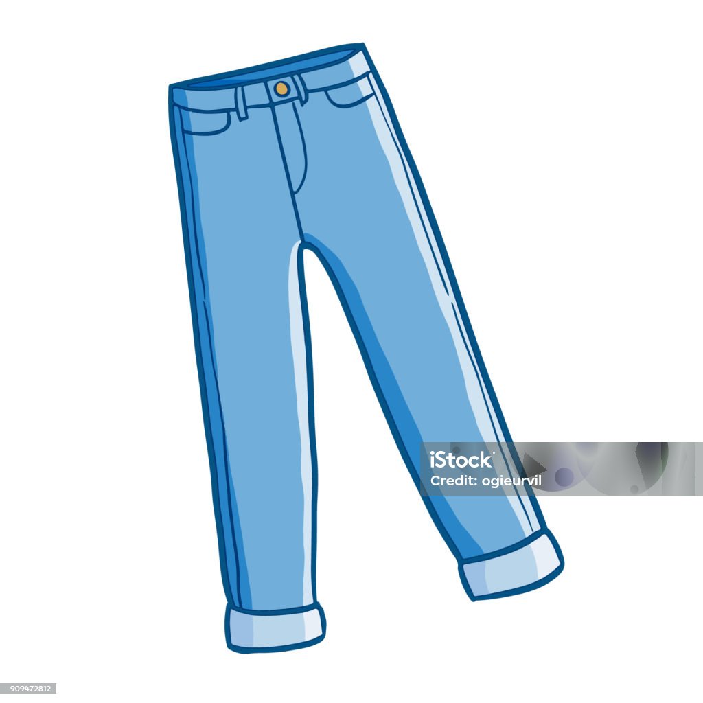Blue Jeans In Cartoon Style Stock Illustration Download Image Now