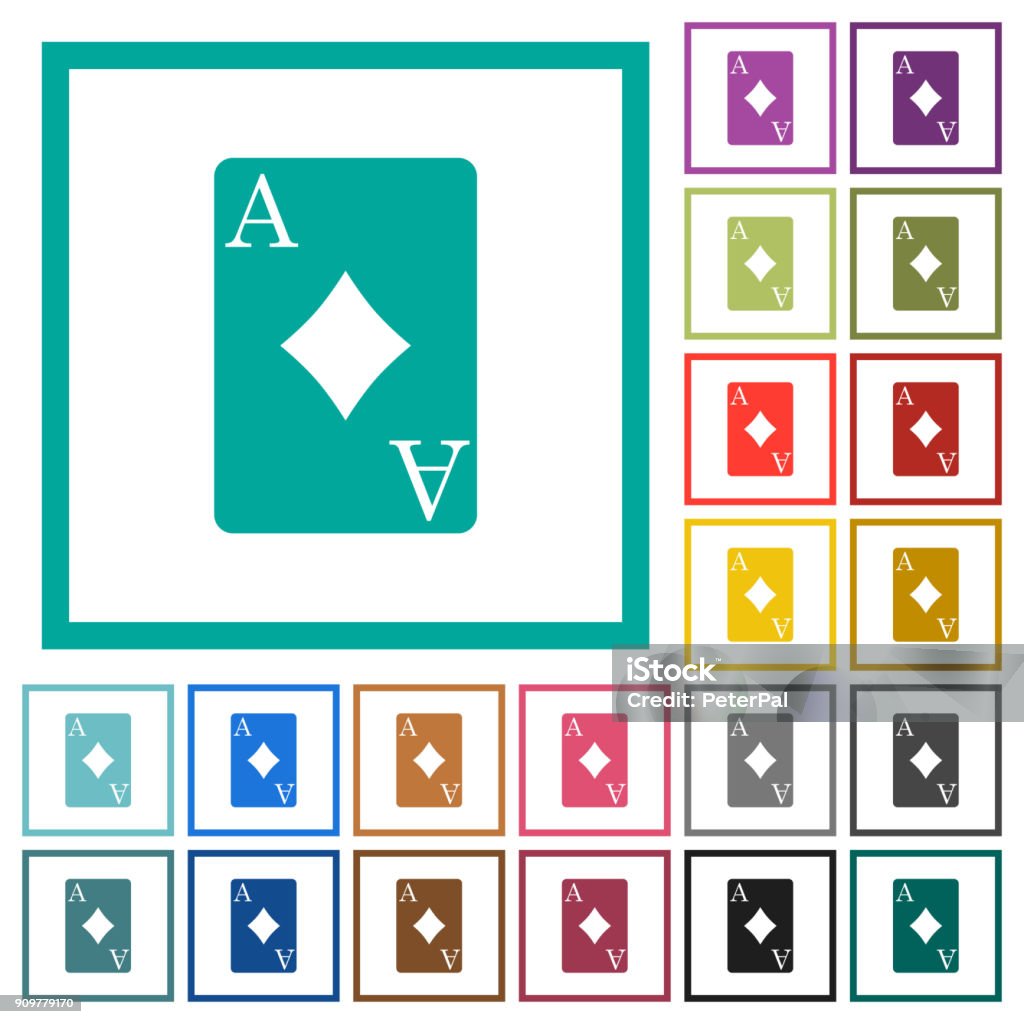 Ace Dari Berlian Kartu Ikon Warna Datar Dengan Bingkai Kuadran ... Ace Dari Berlian Kartu Ikon Warna Datar Dengan Bingkai Kuadran ...