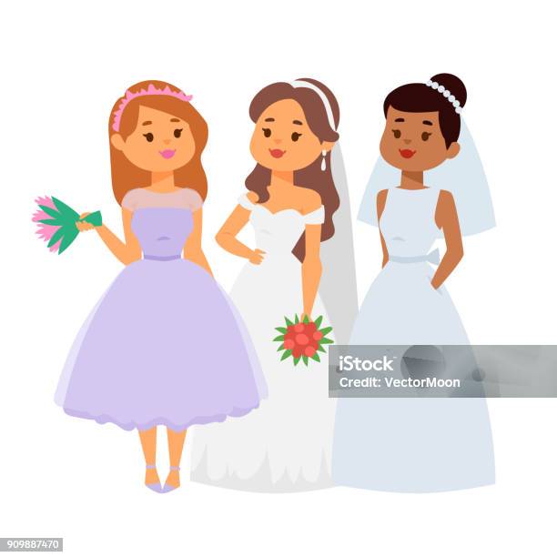 Pernikahan Pengantin Karakter Vektor Ilustrasi Perayaan Pernikahan