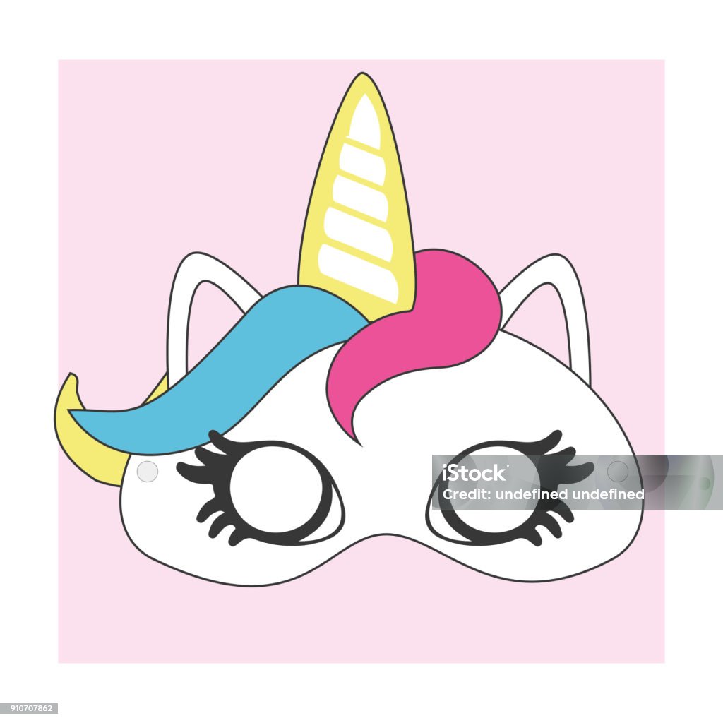 Printcute 유니콘 마스크를 잘라입니다 카니발 파티에 대 한 완벽 한입니다 유니콘에 대한 스톡 벡터 아트 및 기타 이미지
