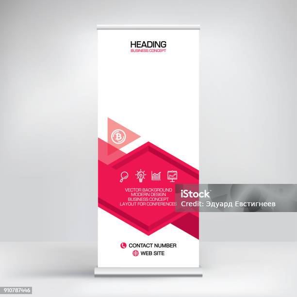 Rollup Banner Berdiri Vektor Template Grafis Untuk Memposting Foto Dan