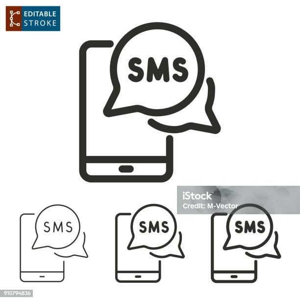 Sms 선 벡터 아이콘입니다 편집 가능한 선입니다 0명에 대한 스톡 벡터 아트 및 기타 이미지 0명 기포 날씬한 Istock