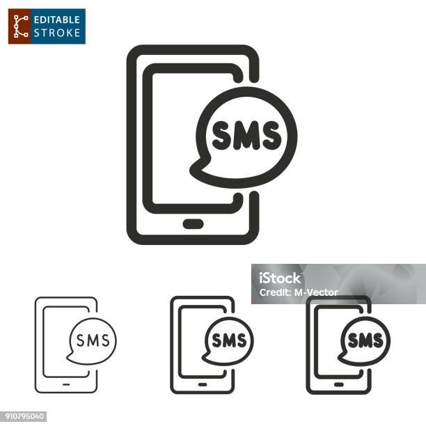 Sms 선 벡터 아이콘입니다 편집 가능한 선입니다 0명에 대한 스톡 벡터 아트 및 기타 이미지 0명 기포 날씬한 Istock