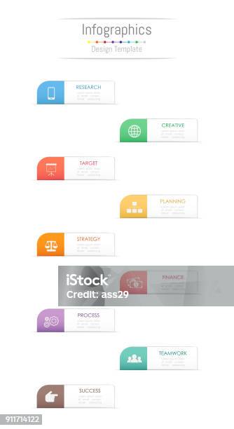 Infographic 9 옵션 부품 단계 일정 또는 프로세스와 비즈니스 데이터에 대 한 디자인 요소입니다 벡터 일러스트입니다 0