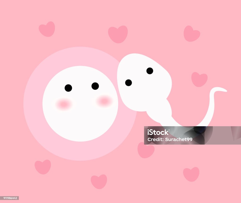 Sperm And Ovum Cartoon Doodle Vector Illustration Stock Illustration