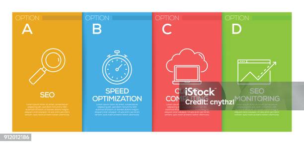 Template Desain Infografis Pengoptimalan Mesin Pencari Ilustrasi Stok