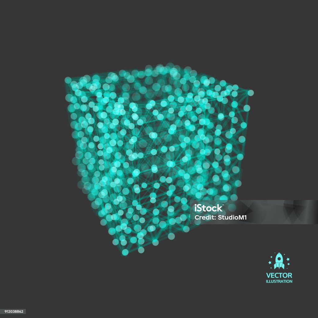 Cube Connection Structure 3d Grid Design Molecular Lattice Stock