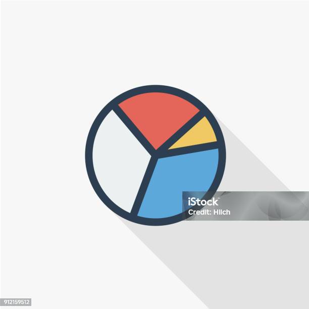 Bagan Grafik Diagram Pai Ikon Warna Datar Garis Tipis Simbol Vektor
