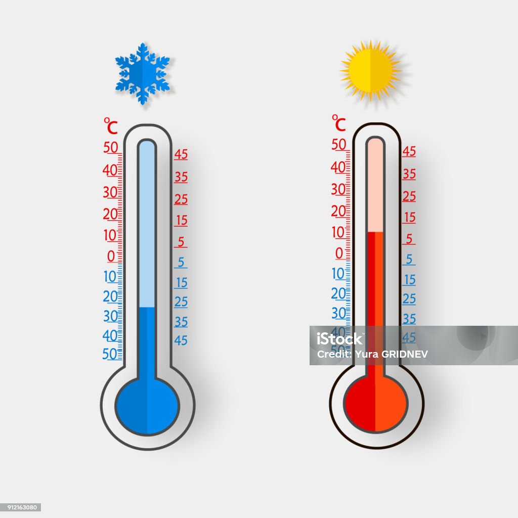 Termometer Meteorologi Terisolasi Suhu Dingin Dan Panas Ilustrasi