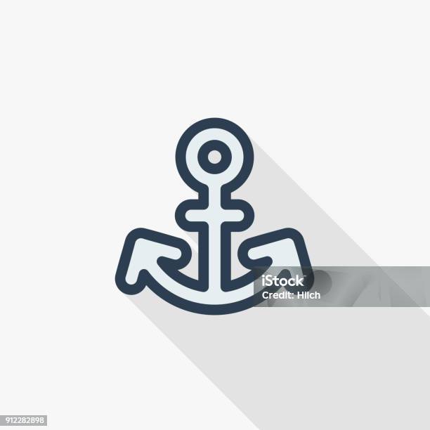Icône De Couleur Plat Mince Ligne Dancrage Symbole Vecteur Linéaire