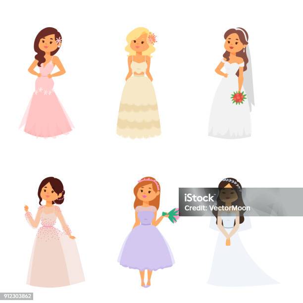 Pernikahan Pengantin Karakter Vektor Ilustrasi Perayaan Pernikahan