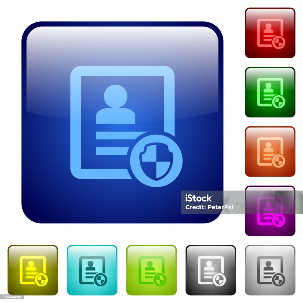 Protect Contact Color Square Buttons Stock Illustration Download