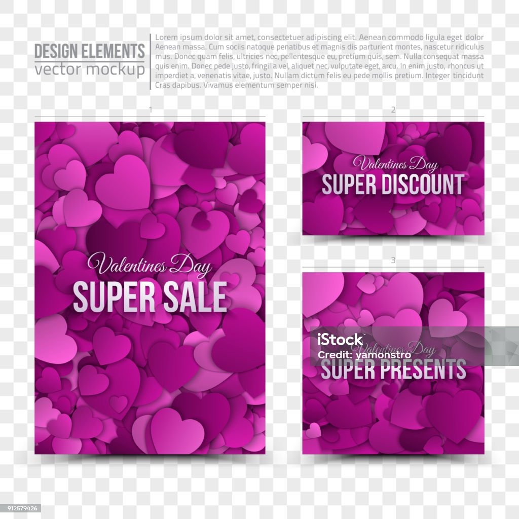Happy Valentines Day Vector Design Templates Stock Illustration Download Image Now Bright