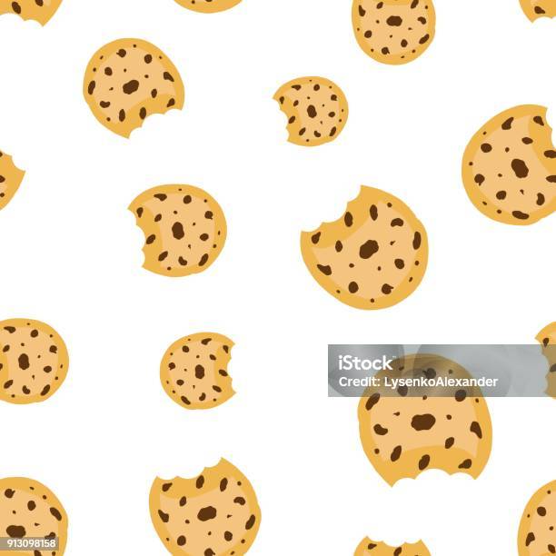 Cookie 無縫模式背景商業概念向量插圖餅乾甜品食品符號圖案向量圖形及更多三文治圖片 三文治 互聯網 司康餅 Istock