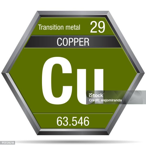 Symbole De Cuivre Sous La Forme Dun Hexagone Avec Un Cadre Métallique