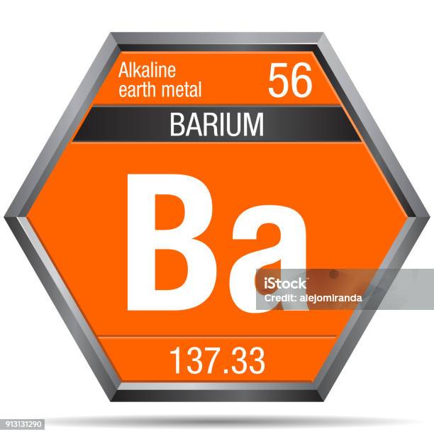 Symbole De Baryum Sous La Forme Dun Hexagone Avec Un Cadre Métallique