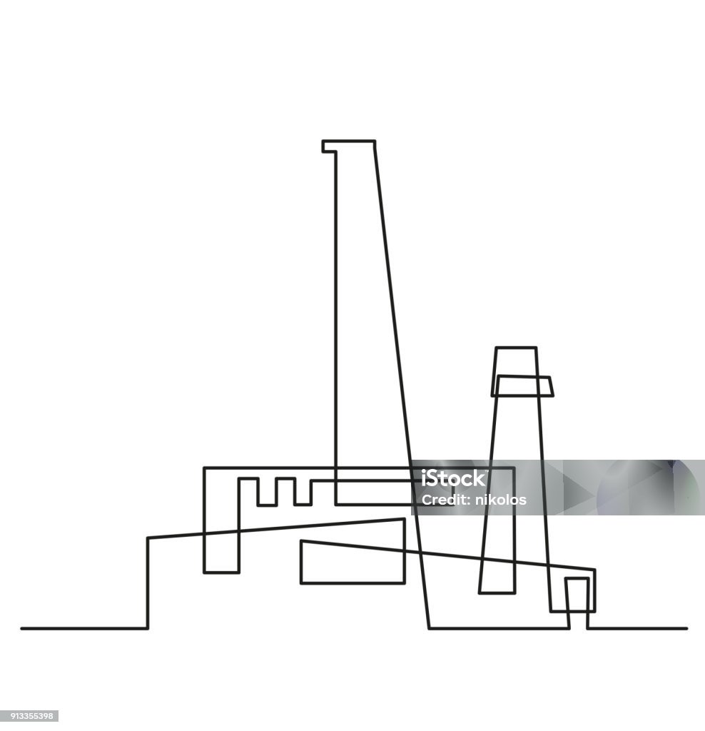 Continuous Line Drawing Modern Building Construction Stock Illustration ... Continuous Line Drawing Modern Building Construction Stock Illustration ...