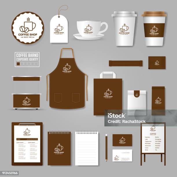 Templat Identitas Perusahaan Konsep Untuk Kedai Kopi Kafe Restoran Set
