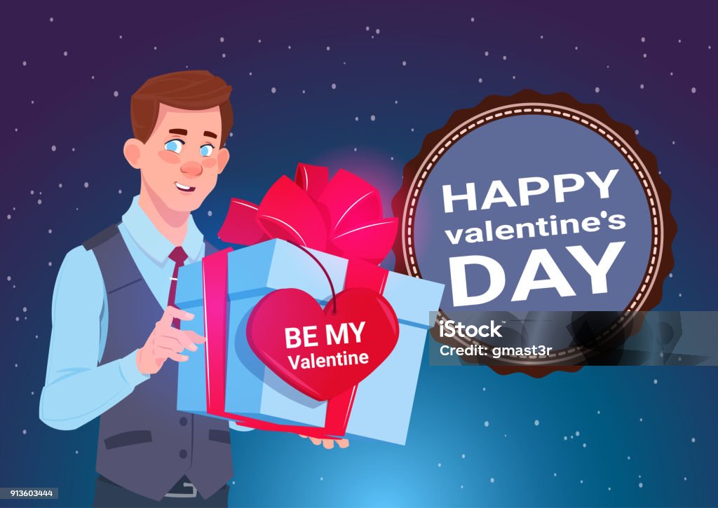 Spanduk Konsep Hari Valentine Pria Imut Memegang Kotak Hadiah Dengan ... Spanduk Konsep Hari Valentine Pria Imut Memegang Kotak Hadiah Dengan ...