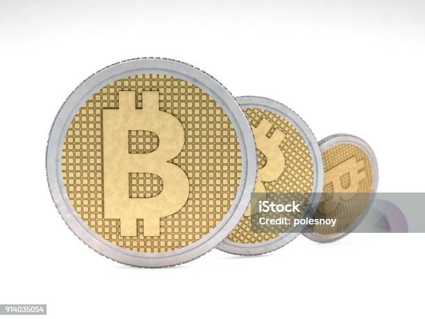 Bitcoin 기호로 황금 동전입니다 디지털 통화입니다 3d 0명에 대한 스톡 사진 및 기타 이미지 0명 가상현실 개념
