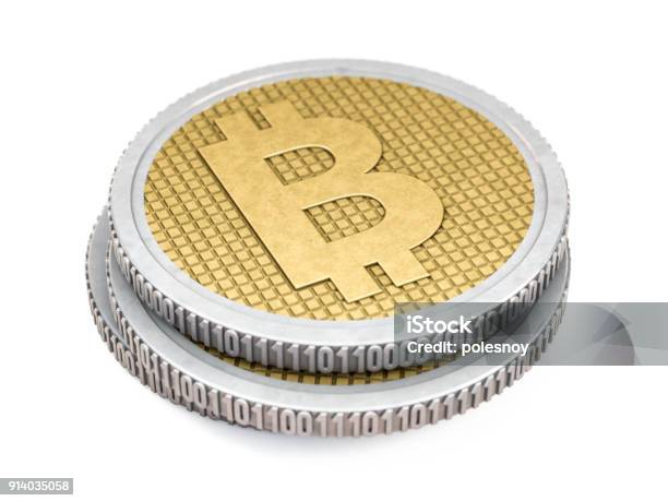 Bitcoin 기호로 황금 동전입니다 디지털 통화입니다 3d 0명에 대한 스톡 사진 및 기타 이미지 0명 가상현실 개념