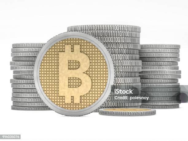 Bitcoin 기호로 황금 동전입니다 디지털 통화입니다 3d 0명에 대한 스톡 사진 및 기타 이미지 0명 가상현실 개념