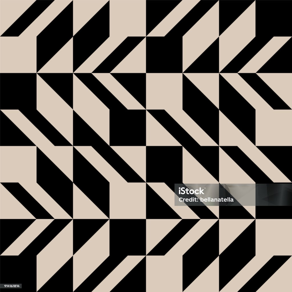 Seamless Monochrome Geometry Vector Pattern Abstract Ornament In Art