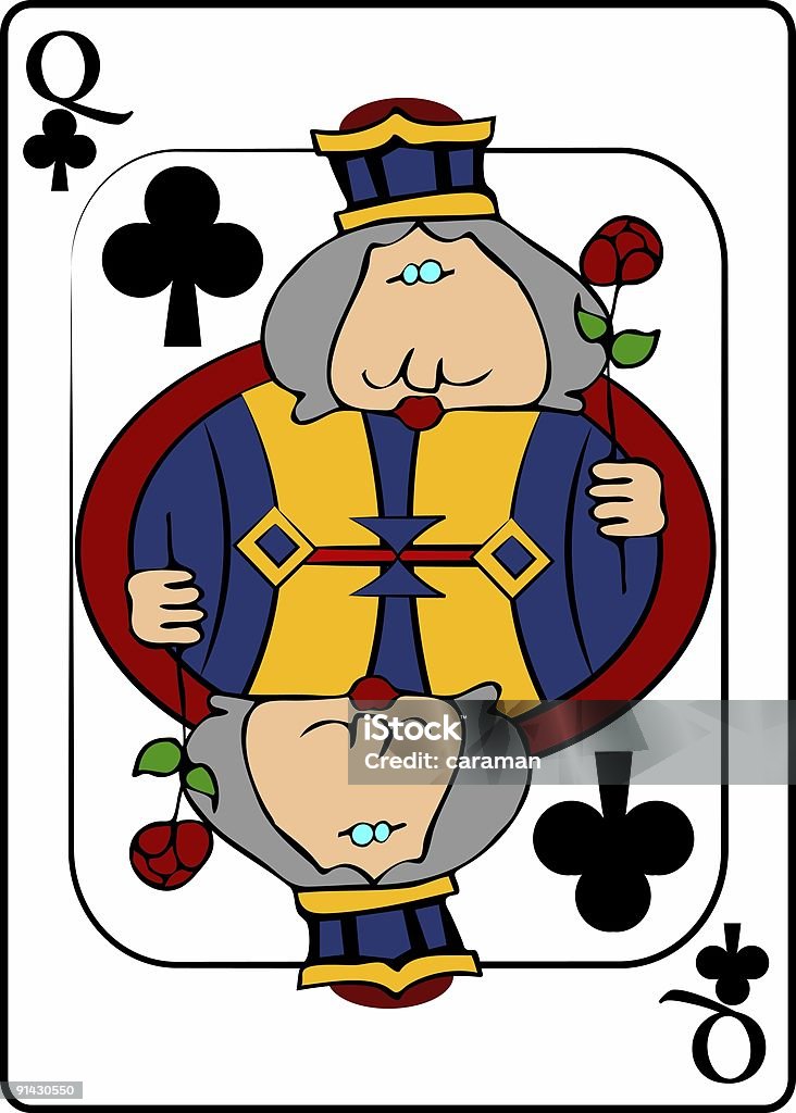 Queen Of Clubs Stock Illustration Download Image Now Adult Clubs Playing Card Color