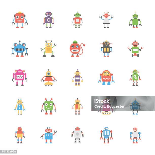 A Pack Of Robotics Flat Vector Icons Stock Illustration - Download ... A Pack Of Robotics Flat Vector Icons Stock Illustration - Download ...