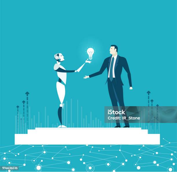 Rpa 로봇 진행 Automatisation 개념 그림입니다 인간 대 로봇입니다 로봇 아이디어와 놀라운 실업 가입니다 개념에
